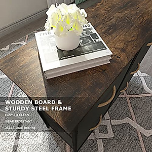 MAXCBD Nightstand Bedside Table Drawer Cabinet 5-Drawers Dresser Storage Closet Durable 5 Removable Fabric Wide Bamboo Shelves Crafted with A Wooden Tabletop and Metal Frame Storage Tower Dresser