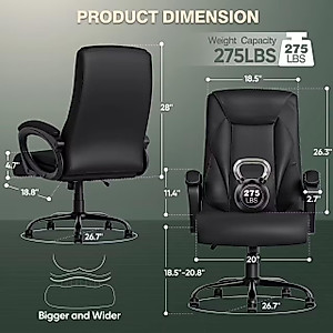 ELABEST Comfy Office Chair with Padded Armrests,High Back Leather Office Chair,Ergonomic Office Chair,Big and Tall Comfortable Executive Office Chair,Computer Desk Chair
