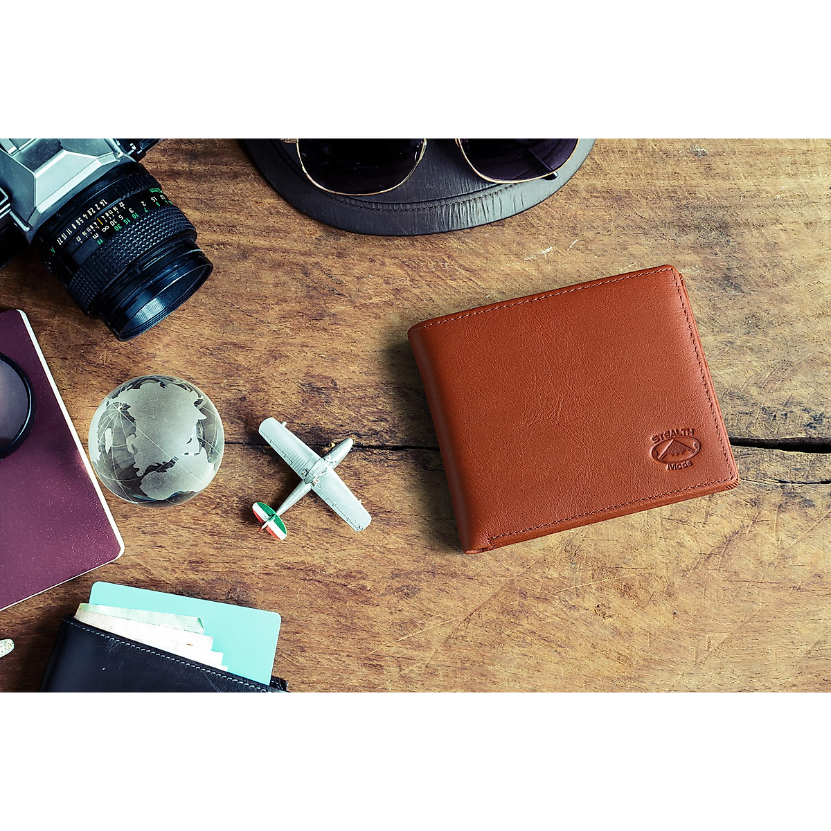 Stealth Mode Leather Bifold Wallet for Men With ID Window and RFID Blocking