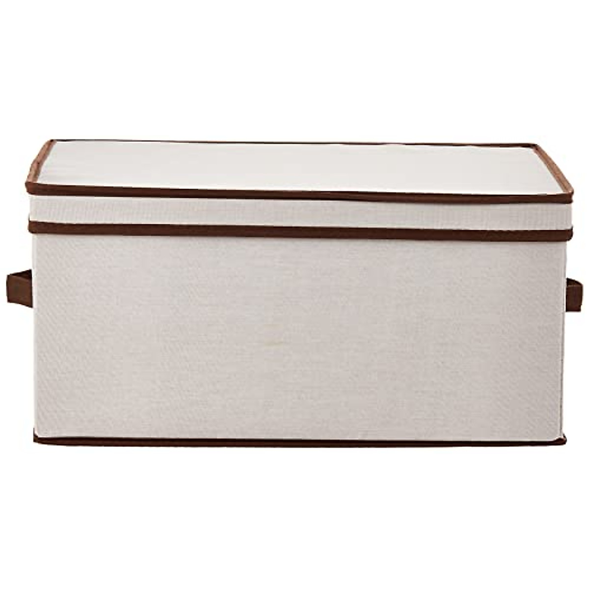 Household Essentials Natural 542 Vision Storage Box with Lid and Handles | Balloon Goblet Wine Glasses Canvas with Brown Trim