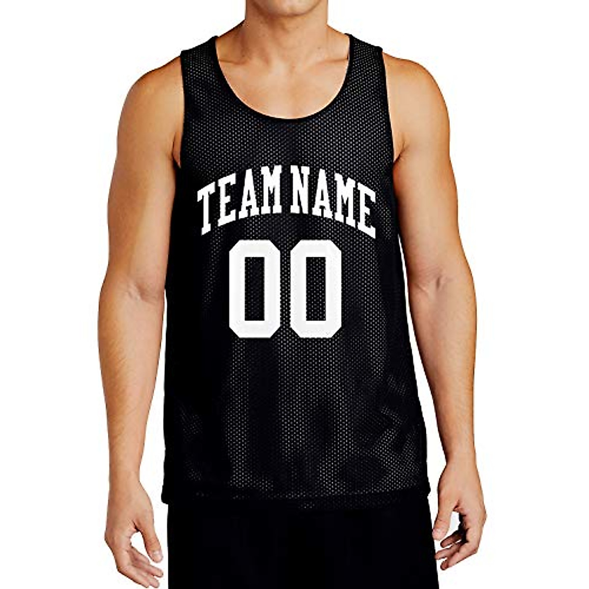 Custom Reversible Basketball Jersey - Front and Back (Adult X-Large, Black)