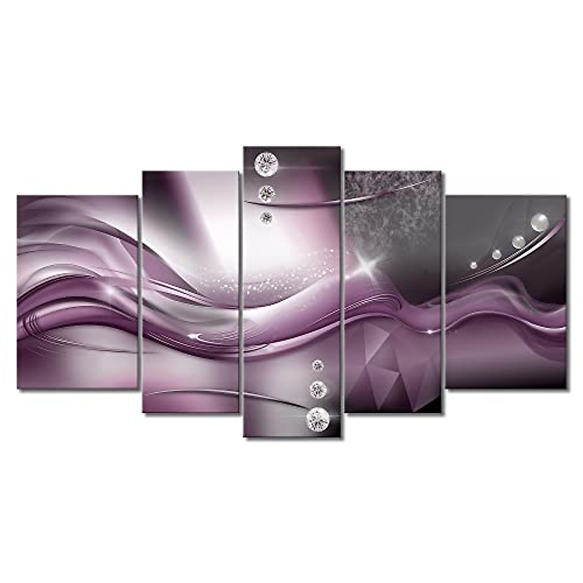 YAYNICE Modern Abstract Purple Wall Art 5 Piece Large Picture Canvas Print Wall Painting Artwork Wall Décor for Bedroom Living Room Bathroom Office