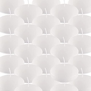 CIPHANDS 10 Hour Floating Candles, 3'' White Unscented Dripless Wax Discs, for Cylinder Vases, Centerpieces at Wedding, Party, Pool, Holiday (24 Set)
