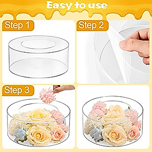 2 Pcs Clear Acrylic Cake Stand Fillable Cake Stand Cake Riser Cake Tier Cake Display Round Cake Stand Wedding Cake Stand Cylinder Stand for Party Birthday(10 inch,6 inch,with Lights)