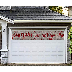 Extra Large Halloween Banner, Halloween Decoration Party Supplies, Funny Halloween Terror Bloody Banner, Haunted House Decoration - Caution Do Not Enter (9.8 x 1.6 feet)