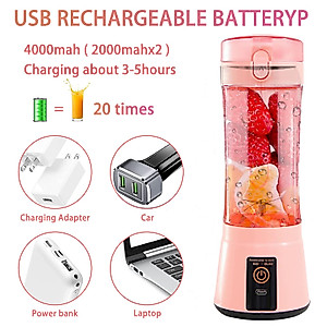 Lukern 13.5oz Portable Blender，Ideal for Travel, Home and Office Smoothies Personal Blender Mini Shakes Juicer Cup home，office，Outdoors.Multi-purpose USB Rechargeable with Protection Design