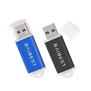 2 Pack 32GB USB 2.0 Flash Drive Pen Drive BAIBEST USB Stick Memory Stick(2 Colors:Black Blue)