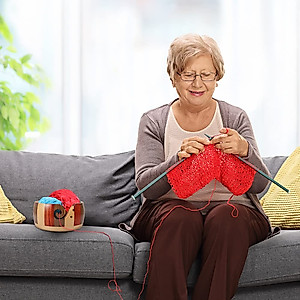 LucyPhy Wooden Yarn Bowl 6.7 x 3.2inch Handmade Craft Knitting Bowl Wool Storage Basket with Carved Holes & Drills for DIY Knitting Crocheting Accessories(Mixed Color)