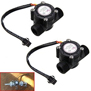DAOKI 2Pcs Water Flow Sensor 1-30L/min 1/2" Control Fluid Flowmeter Switch G1/2 Counter 1-30L/min Meter for Arduino Flowmeter Measure Temperature Instrument