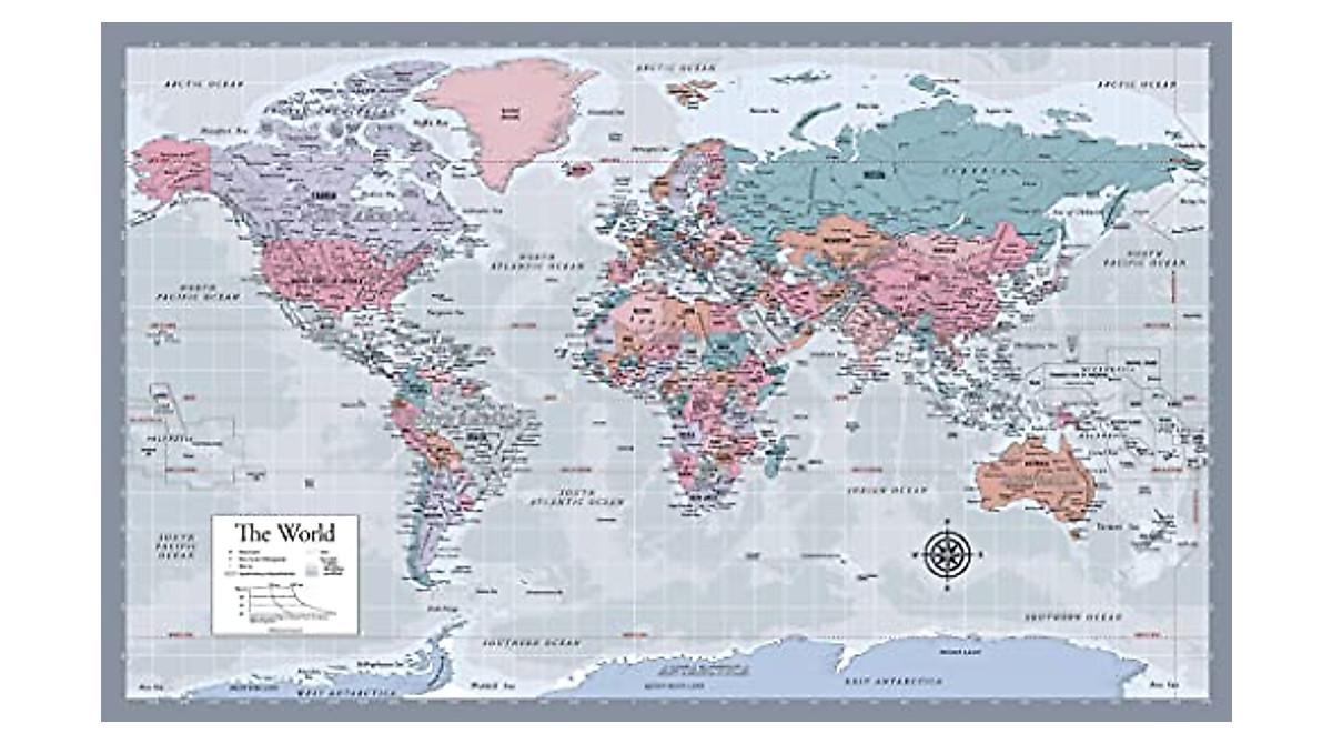 World Map & USA Map Poster Set - Laminated 18"x29"