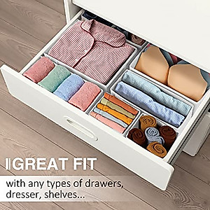 Criusia 11 Pack Underwear Drawer Organizers, Foldable Fabric Closet Cabinet Organization and Tear-Resistant Storage Boxes for Sock, Toys, Underwear, Bra, Clothes, Ties