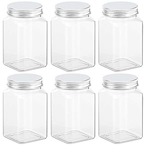 24 Ounce Clear Plastic Jars Storage Containers With Lids For Kitchen & Household Storage Airtight Container 6 PCS
