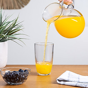 Glass Water Pitcher with Spout – 63 Oz. Elegant Serving Carafe for Water, For Cocktails, Juice, Water – Clear Glass Beverage Pitcher.