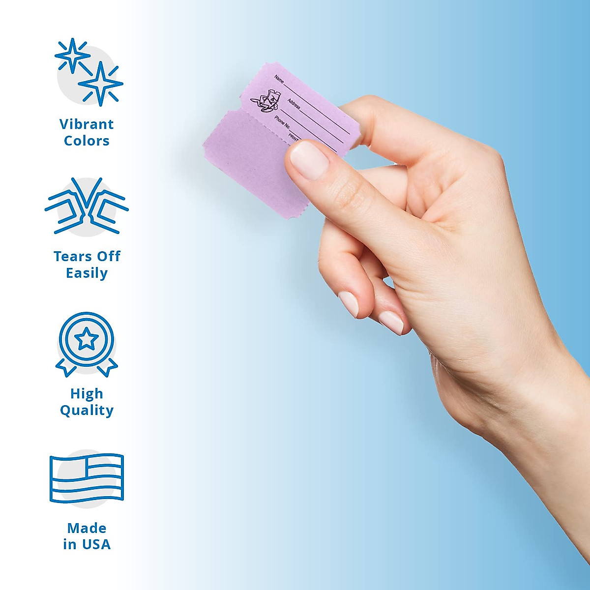 INDIANA TICKET CO. 2,000, Purple Raffle Tickets Double Roll, Premium Quality 50/50 Raffle Tickets, Tickets for Events, Carnivals, Door Prizes, Drinks and More