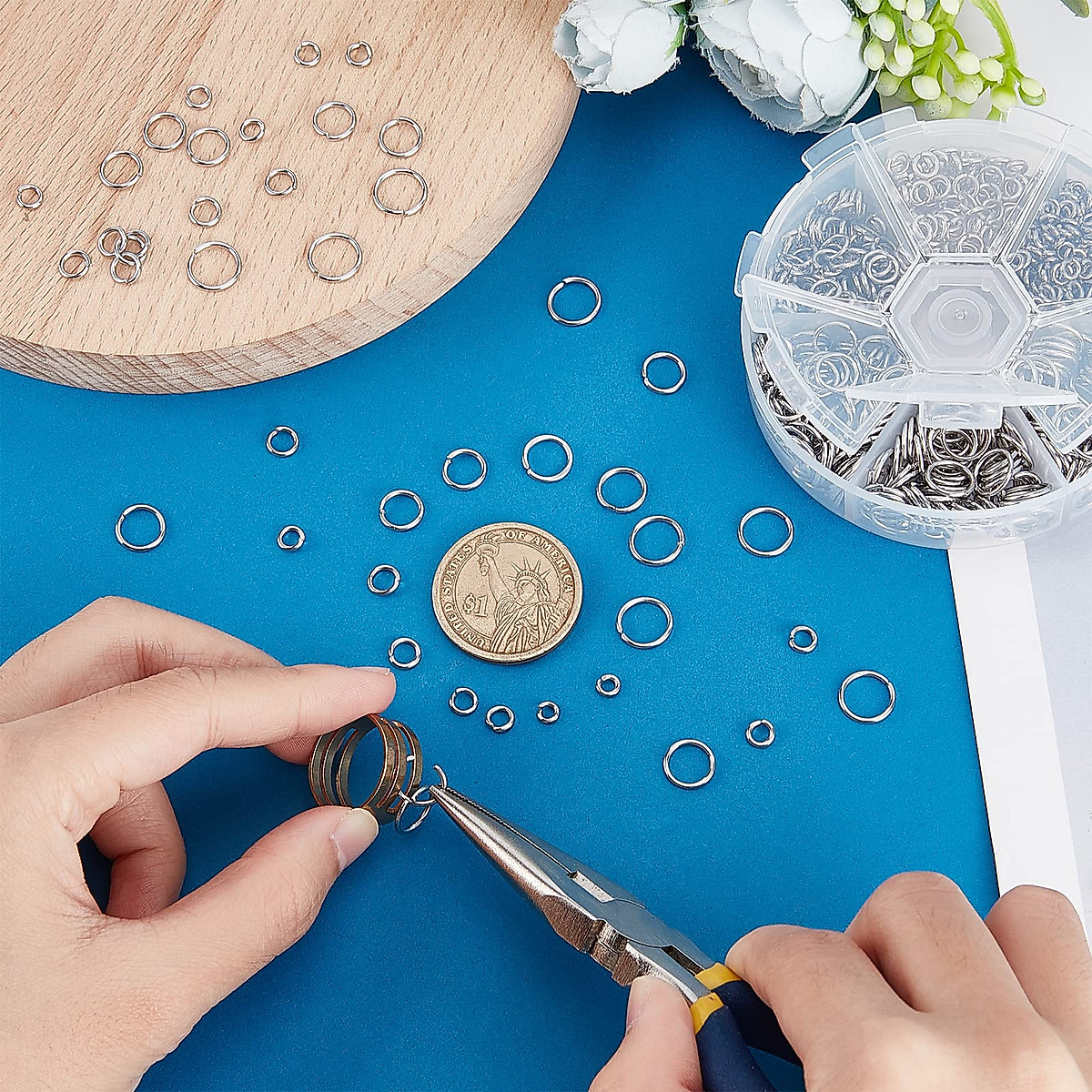 PH PandaHall 304 Stainless Steel Jump Ring, 1000pcs Open Jump Rings 18-Gauge O Ring Diameter 4mm 5mm 6mm 8mm 9mm 10mm for Earring Bracelet Necklace Pendant Jewelry DIY Craft Making