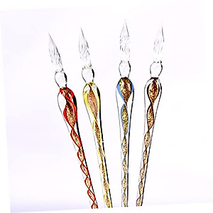 STOBOK Glass Set Ink Pen Set Vintage Gifts Crystal Glass Dip Pen Calligraphy Pen Set Glass Vintage Pen Ballpoint Pen Retro Pen Crystal Pen Pen Case Black Dip in Water Glass Dip Pen