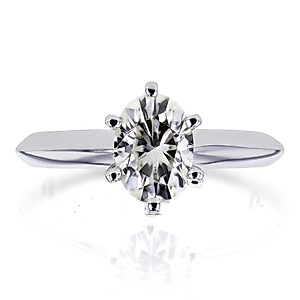 Kobelli Oval Moissanite 6-prong Solitaire Engagement Ring 7/8 Carat in 14k White Gold, 4