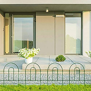 AMAGABELI GARDEN & HOME 35 Panels Decorative Garden Fence 50ft (L)x 18in(H) Rustproof Green Iron Landscape Folding Garden Fencing Panel Border Edge Edging Patio Flower Bed Animal Barrier For Dog