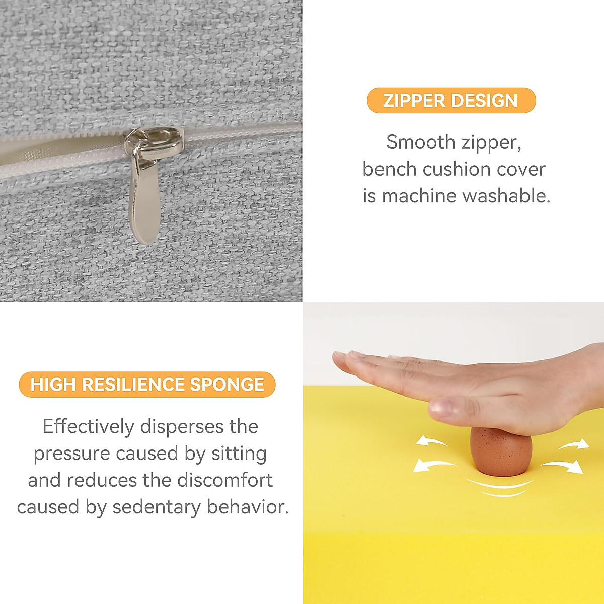 ROFIELTY Bench Cushion 31 inch, Durable Bench Cushions for Indoor Furniture, Window Seat Cushions Indoor, Personalized Custom Bench Cushion (31x15x3inch,Light Gray)