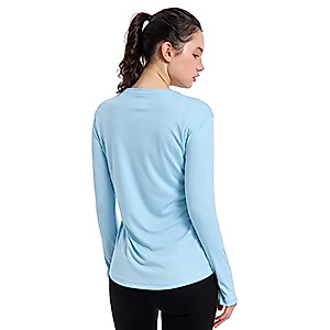 Women's UPF 50+ UV Sun Protection Shirt Outdoor Performance Long Sleeve Rash Guard Shirts for Hiking,Swim,Fishing (Blue,S)