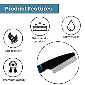 Richpet Professional Flea Comb for Dogs & Cats - Efficient Pet Grooming Tool for Flea, Lice Removal - Stainless Steel Metal Comb for dogs & Cats with Comfort Grip Handle - Ideal for Long & Short Hair