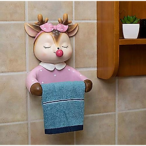 SHUANGJ Toilet Toilet Paper Towel Roll Paper Box Creative Cartoon Cute Sika Deer Roll Paper Hanger Wall-Mounted Free Punch Fantasy Unicorn