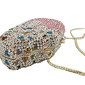 UMREN Women Cute Ice Cream Shaped Evening Clutch Rhinestone Crystal Bag Crossbody Purse Wedding Party Cocktail Handbag Peach