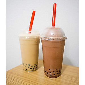 Made in USA Pack of 250 Unwrapped BPA-Free Plastic Smoothie & Boba Drinking Straws (Red - 8.5" X 0.50")