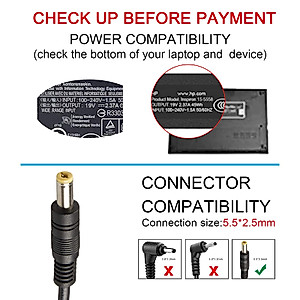 PA3822U-1ACA PA5044U-1ACA PA5096U-1ACA PA5177U-1AC3 Adapter Charger Compatible with Toshiba Satellite C50 C55 C75 E45T L50 L55 L55D L75 S50 S55 S70 S75 L955 P840 P845T S955 Power Supply Cord
