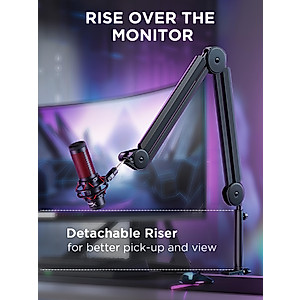 InnoGear Mic Boom Arm Microphone Stand Cable Management for Blue Yeti FIFINE AM8 K669B HyperX QuadCast S SoloCast AT2020 Shure SM7B MV7 and Other Microphone