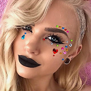Face Gems Jewels Stick Rhinestones for Women Hearts Self Adhesive Gems Butterflies Face Decor Eye Body Hair Crystals Rhinestones Festival Mermaid Glitters Temporary Tattoos(Heart Butterflies)