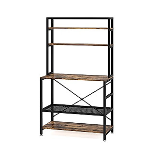 Moan Kitchen Baker’s Rack with Shelves, Microwave Stand 6-Tier Shelf with Storage (Rustic Brown)