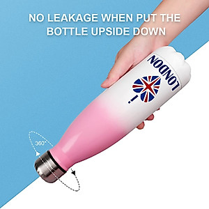 I Love London Stainless Steel Water Bottle with Lid Insulated Sport Bottle for Travel Picnic Camping 17 Oz