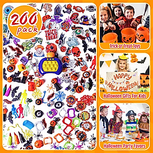 Exun 200PCS Halloween Party Favors, Bulk Halloween Toys for Treats, Non-Candy Classroom Prizes, Goodie Bag Stuffers, Pinata Fillers, Ideal Halloween Gifts for Kids, Teens, and Toddlers
