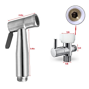 Toilet Handheld Bidet Sprayer Kit,Stainless Steel Toilet Bidet Sprayer Set Easy-to-Install for Cloth Diaper Sprayer,Sink Toilets Bidets Cleaning (Stainless Steel)