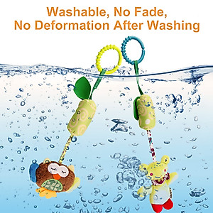 4 Packs Baby Stroller Toys Car Seat Hanging Bell for Boys Girls,Adorable Animal Infant Play Music Crib Toy Carseat Rattles Educational Toys,Kids Hand Bell Puppet with Cute Wind Chime and Squeak