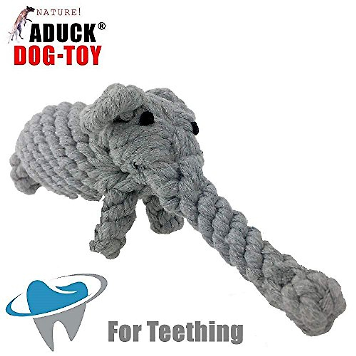 ADUCK Pet Puppy Dog Cotton Rope Chew Toys for Teeth Cleaning, Elephant Design