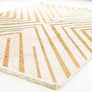 Alfa Rich Rugs, 5x7 Area Rug, Cream - Gold Rug, Non-Slip, Soft, Machine Washable, Living Room Rugs