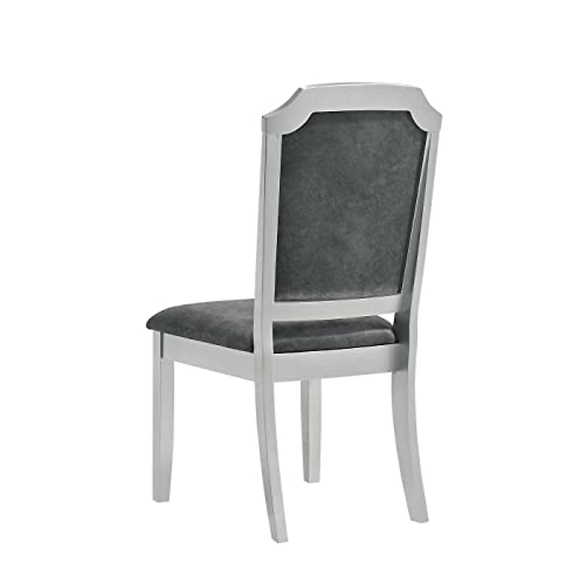 Liveasy Furniture Dining Table Set for 6, Kitchen & Dining Room Sets with Button Tufted Upholstered Chairs and Mirror Tile Edge (Silver/Grey)