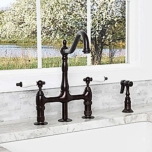 Vintage Tub & Bath Bridge Style Kitchen Faucet with Porcelain Lever Handles