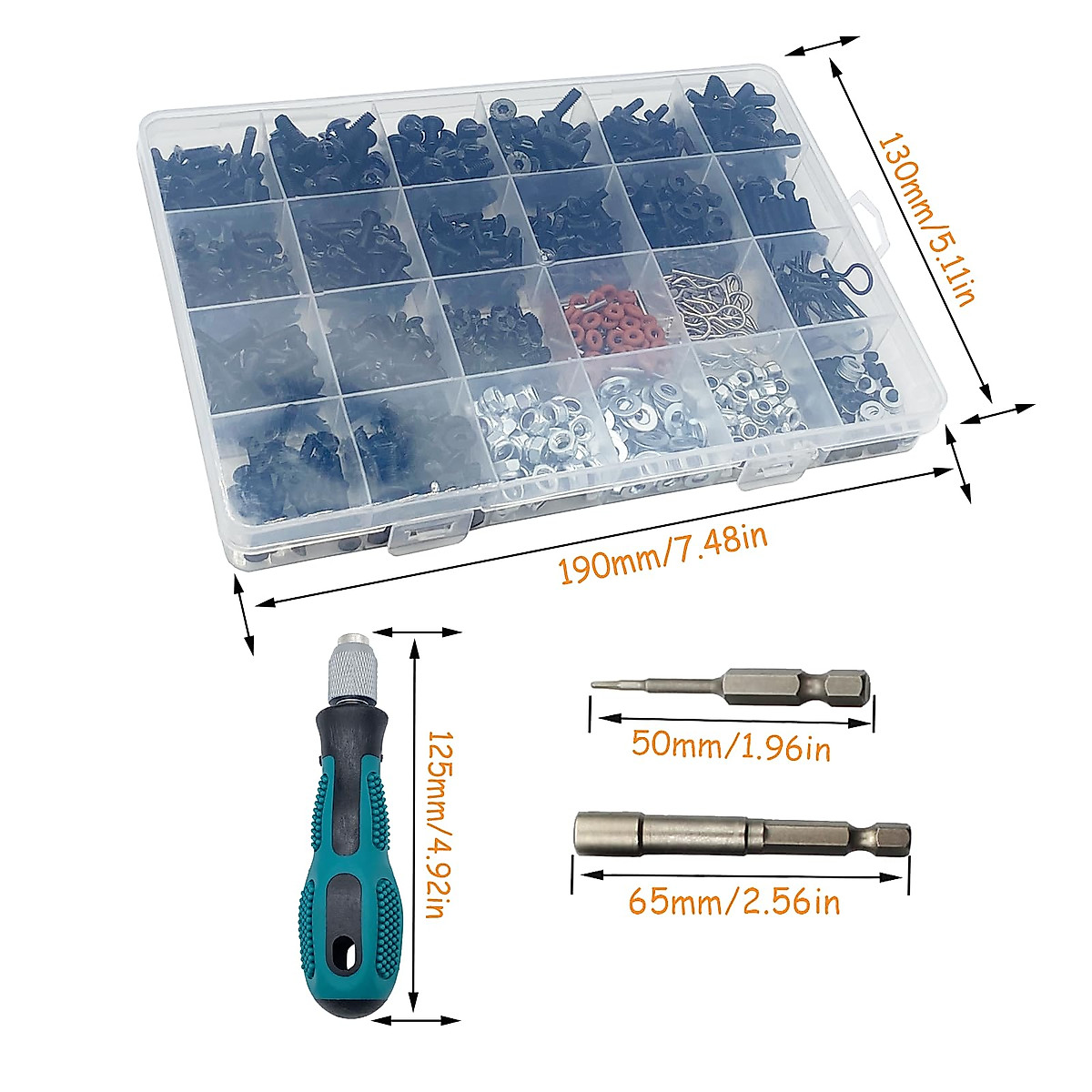 1000pcs RC Screw Kit and RC Screwdrivers, RC Tool Kit for Traxxas Axial Redcat Arrma HPI HSP SCX10 RC4WD Losi 1/8 1/10 1/12 1/16 Scale RC Cars Trucks Crawler Accessories Screw Kit