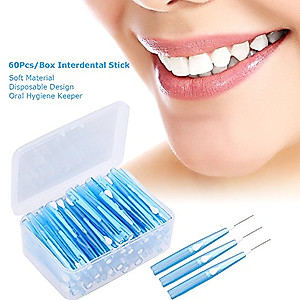 Interdental Slim Brush Anself 60Pcs Dental Floss Picks Refill Inter-Dental Brush Teeth Stick Toothpick Flosser for Oral Deep Clean Health Care