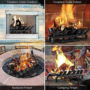 AMAGABELI GARDEN & HOME Fireplace Log Grate 24 Inch Wide Heavy Duty Solid Steel Indoor Chimney Hearth 3/4 Bar for Outdoor Kindling Tools Pit Wrought Iron Wood Stove Firewood Burning Rack Holder