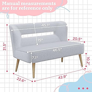 Fahomiss Cream Couch- Sofa Teddy Sectional Loveseat Comfortable Suitable for Living Room Bedroom Office Apartment Small Space Lounge 46.5" W (Blue loveseat)