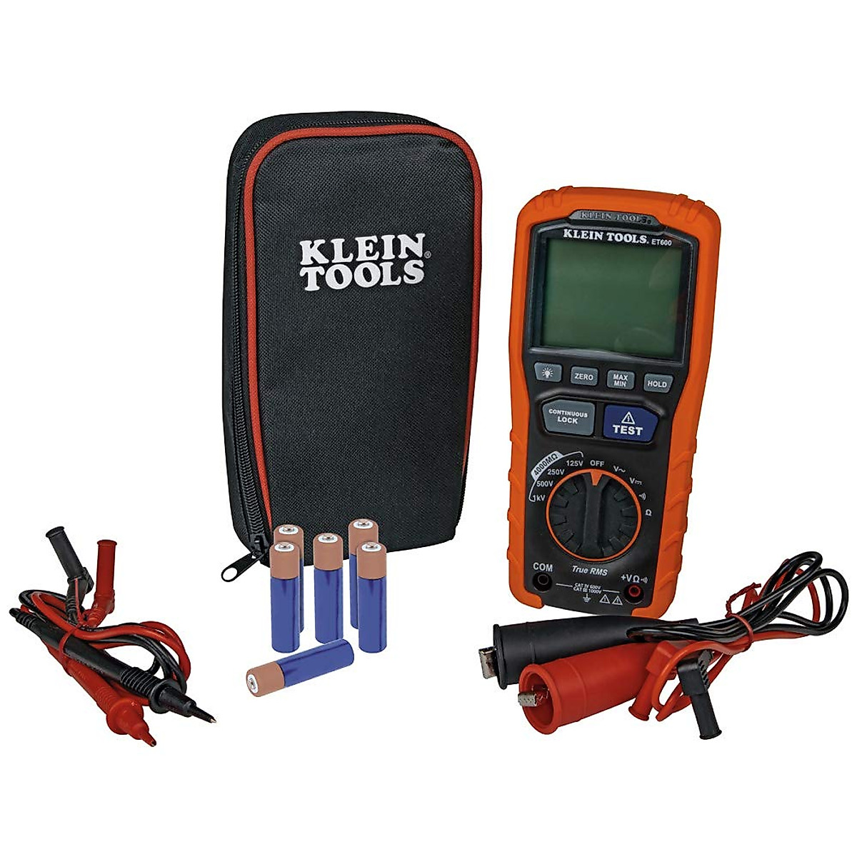 Klein Tools ET600 Multimeter, Megohmmeter Insulation Tester, 4000 Ohms Resistance, 125V/250V/500V/1000V, Auto-Ranging TRMS Multimeter & 69417 Rare-Earth Magnetic Hanger, with Strap