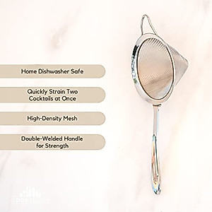 A Bar Above Fine Mesh Strainer – Stainless Steel Strainer for Cocktail Set – Ergonomic, Durable Cocktail Strainer with Handle for Cocktails, Tea & More – Bar & Home Strainers for Kitchen