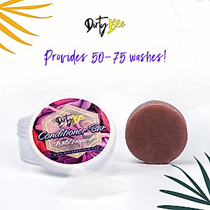 Dirty Bee Vegan Conditioner Bar - All Natural Deep Conditioner for Dry Damaged Hair - Cleansing, Smoothing & Volumizing Straight & Curly Hair Care Products Travel Size, 50-75 Washes