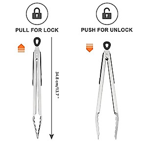 Lenoyo Cooking Kitchen Tongs Set of 3, Stainless Steel Barbecue Tongs, 14" Serving Grill Tongs for Nonstick Pans and Outdoor Grilling BBQ Griddle Accessories, Locking, Heat Resistant, Dishwasher Safe