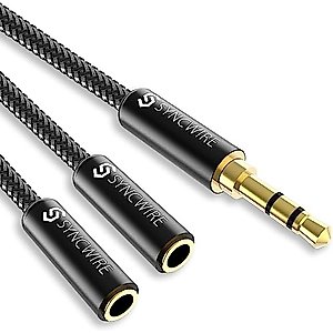 Syncwire Headphone Splitter, Nylon-Braided Extension Cable Audio Stereo Y Splitter (Hi-Fi Sound), 3.5mm Male To 2 Ports 3.5mm Female Headset Splitter for Phone, PS4, Switch, Tablets & More