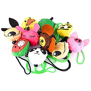 YUYIKES 10PCS Folding Shopping Bags Reusable Shopping Tote Bags Compact Eco Periodic Duty Recycling Use Shopping Bags (Animals)